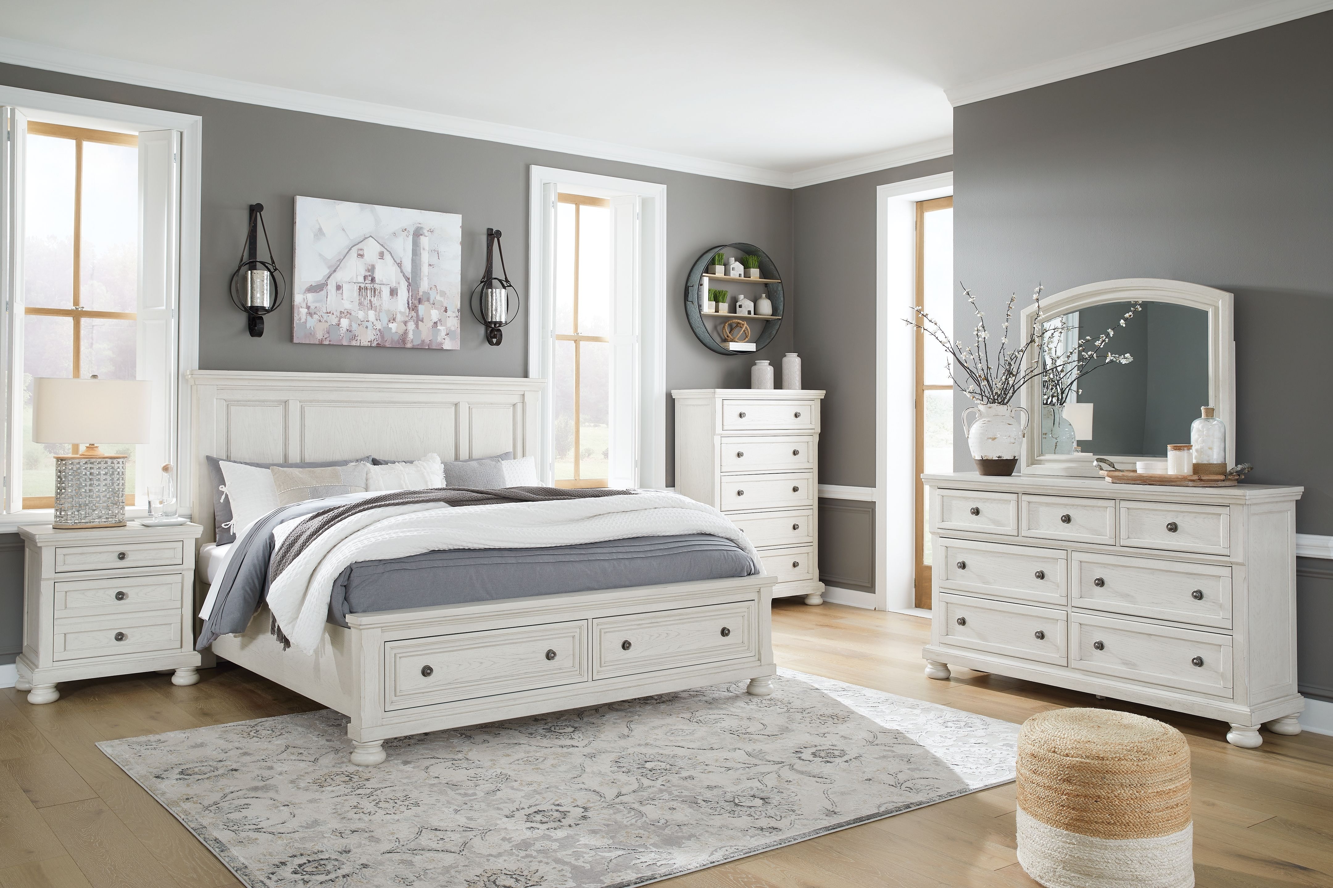 5 Piece King Panel Storage Bed Set